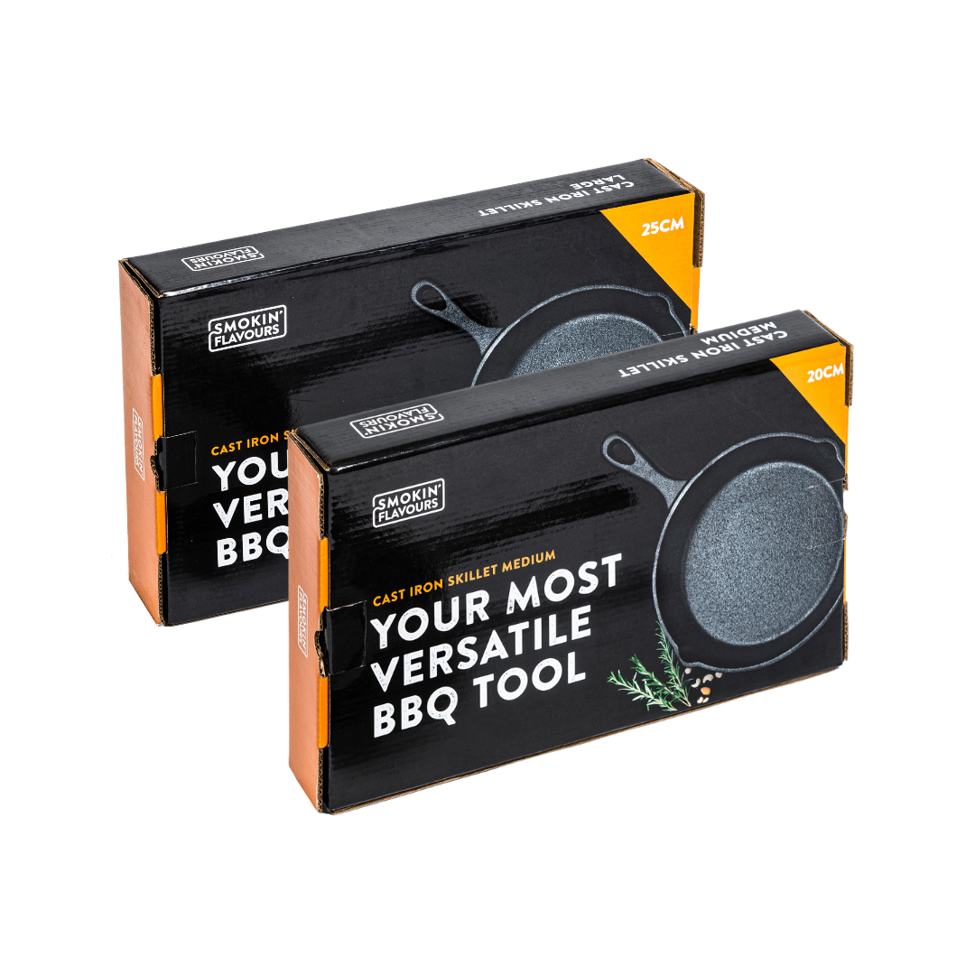 Gietijzeren skillet pan combi set Smokin' Flavours - BBQ Experience Center